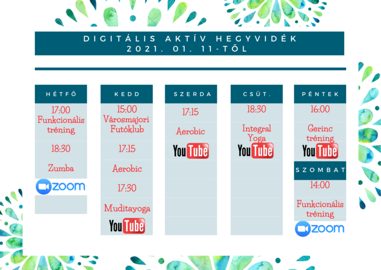 White Blue Green Class Schedule – Hegyvidéki Sportközpont és Tanuszoda